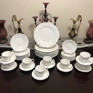 Elegant Theresia White Dinnerware Set for Eight by Seltmann Weiden, Bavaria - Etsy