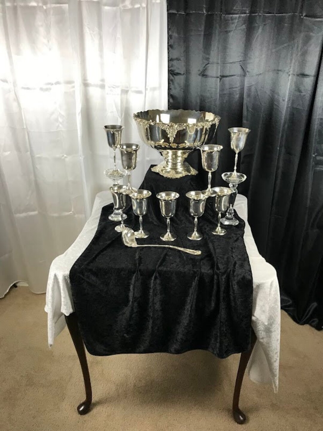 Elegant Wedding Silver Plate Punch Bowl With Goblets and Ladle Set - Etsy