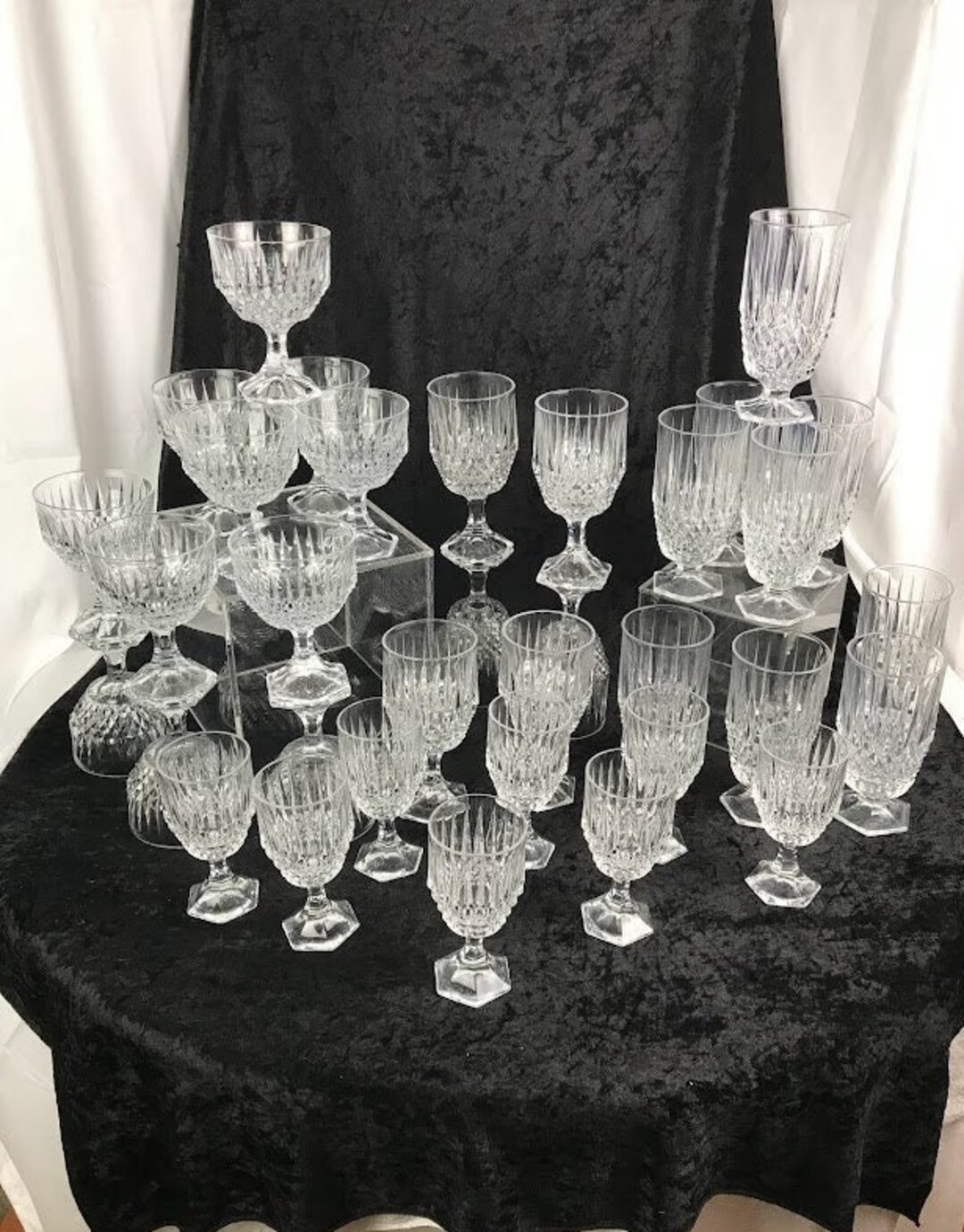 Vintage Fostoria 'stratton' Crystal Stemware Set, Service for 12 - Etsy