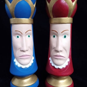 Vintage Rare Jumbo Medieval Duncan Red & Blue Hand Painted Chess Set, 8 ...