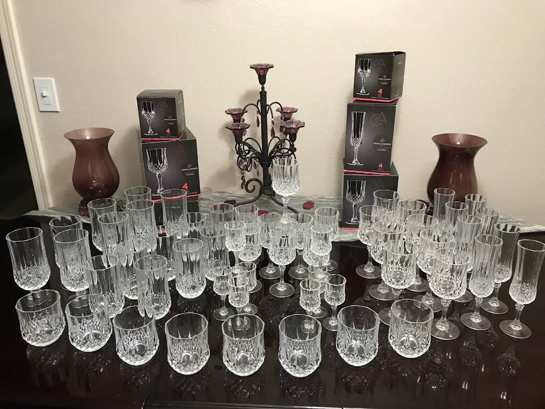 Sparkling Diamond Longchamp Crystal Stemware by Cristal D'arques, Set ...