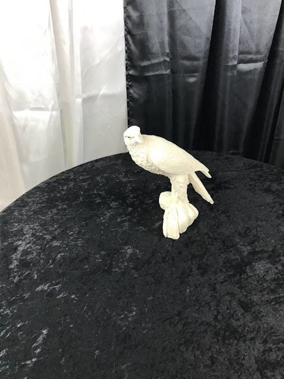 Rare White Bird of Prey Statue With Golden Glass Eyes, 12" - Etsy