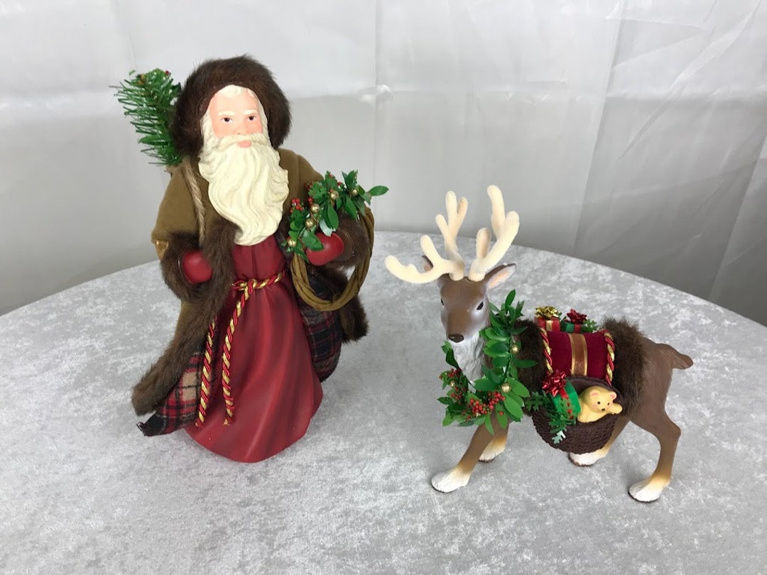 Hallmark Keepsake Father Christmas / Santa Claus and Reindeer Figurines ...