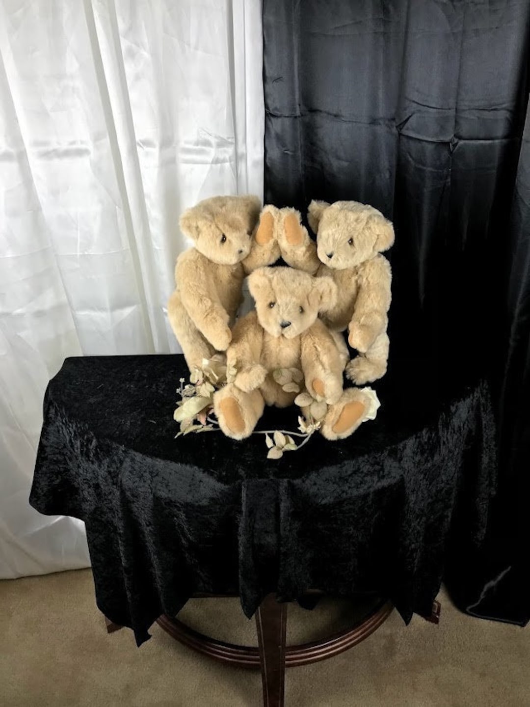 Pristine Vermont Teddy Bears Identical Triplets, Plush Tan Bears, 16 ...