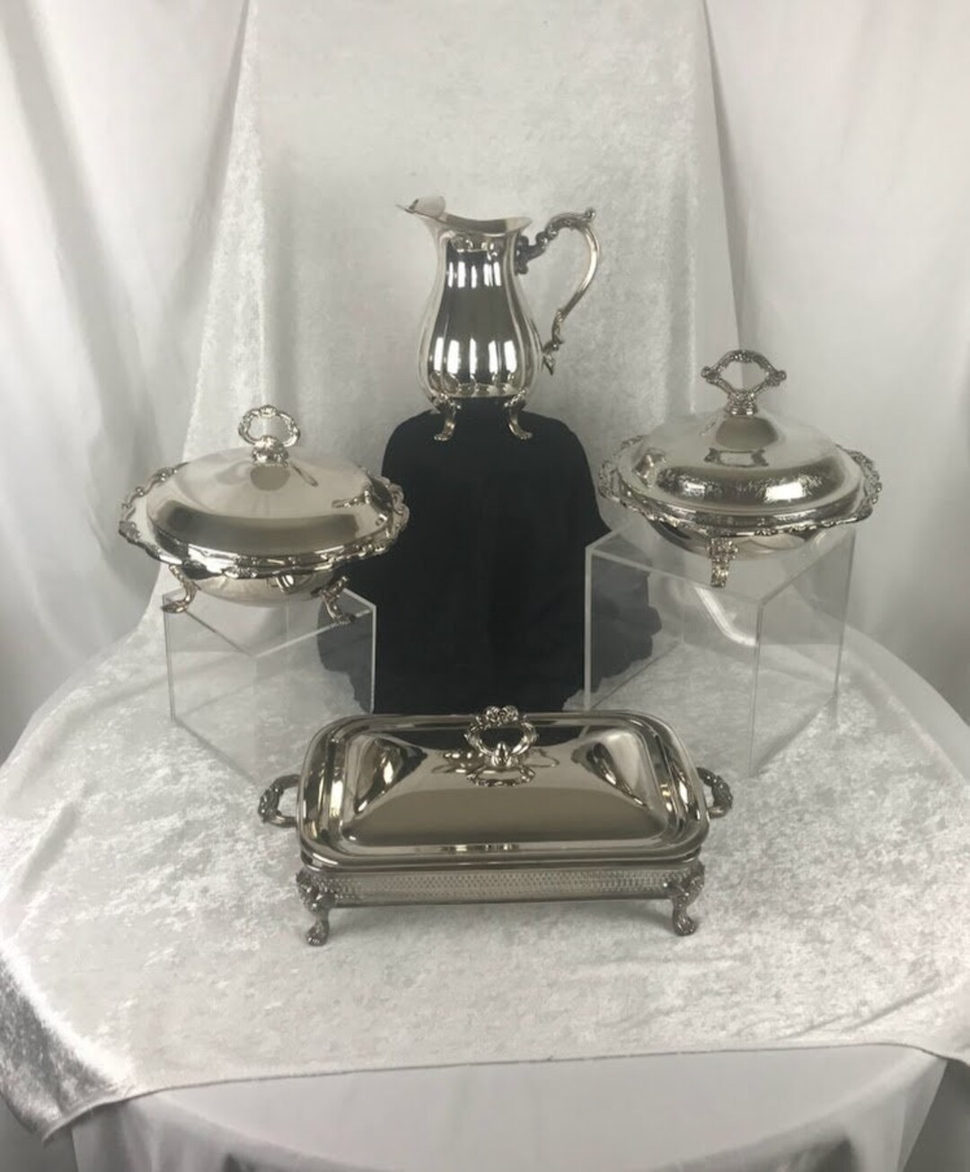 Elegant Footed Silver Plate Serving Set of Four - Etsy