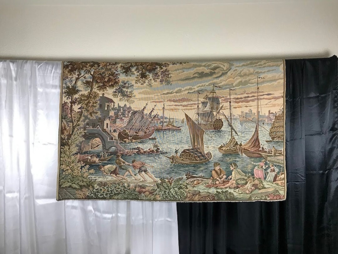 Vintage "return to Port" Tapestry Ship / Ocean Tapestry 56” X 38” - Etsy