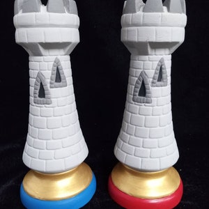 Vintage Rare Jumbo Medieval Duncan Red & Blue Hand Painted Chess Set, 8 ...
