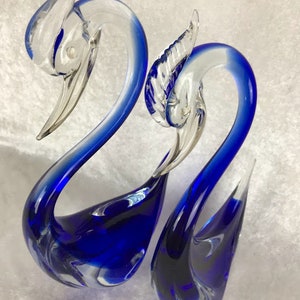 Elegant Hand Blown Glass Blue Swans - Etsy