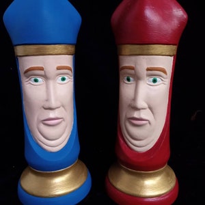 Vintage Rare Jumbo Medieval Duncan Red & Blue Hand Painted Chess Set, 8 ...
