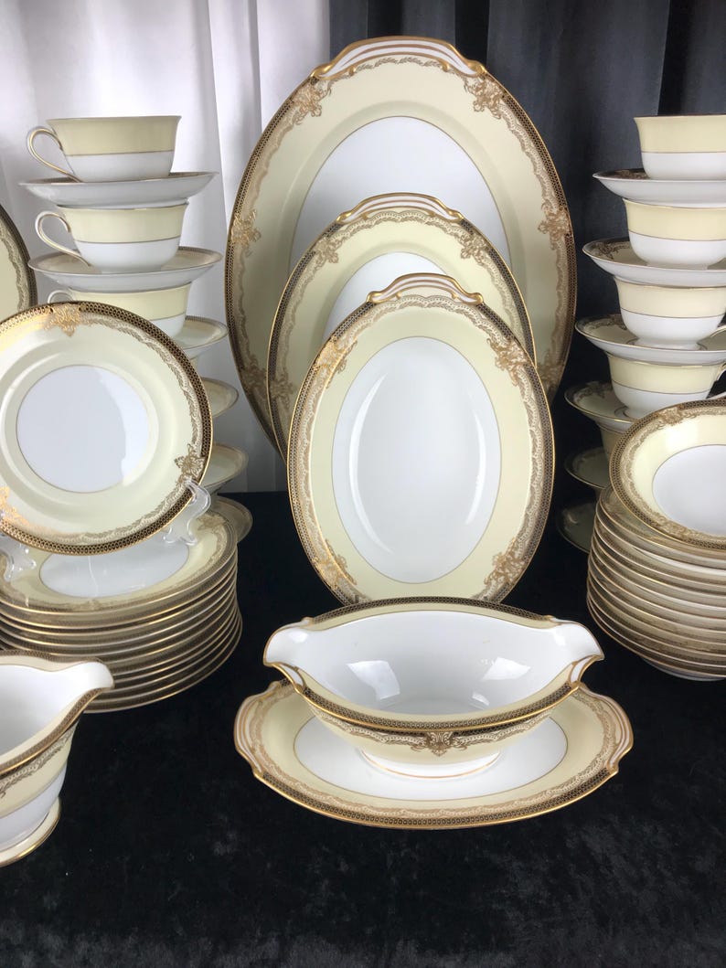 91pc Noritake Valiere 4981 Dinnerware Service for 12 - RARE Occupied ...