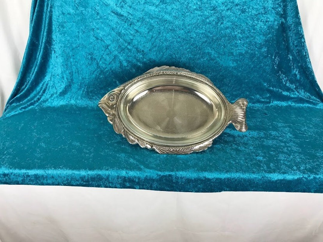 Vintage Gorham Silver Plate Fish Serving Platter With Glass Insert - Etsy