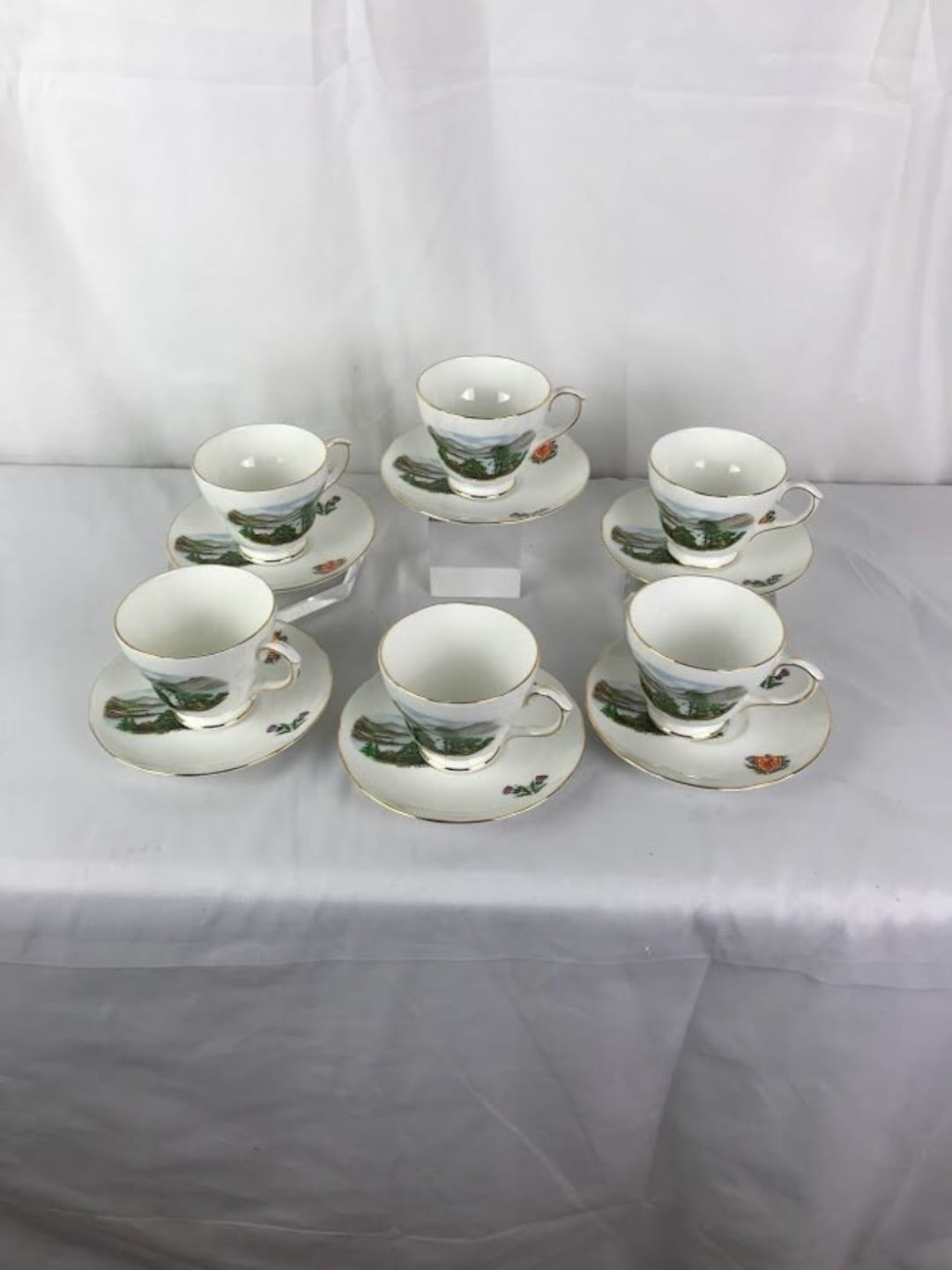 Dutchess Fine Bone China Tea Cups / Saucers, Loch Lomond Scottish Theme ...
