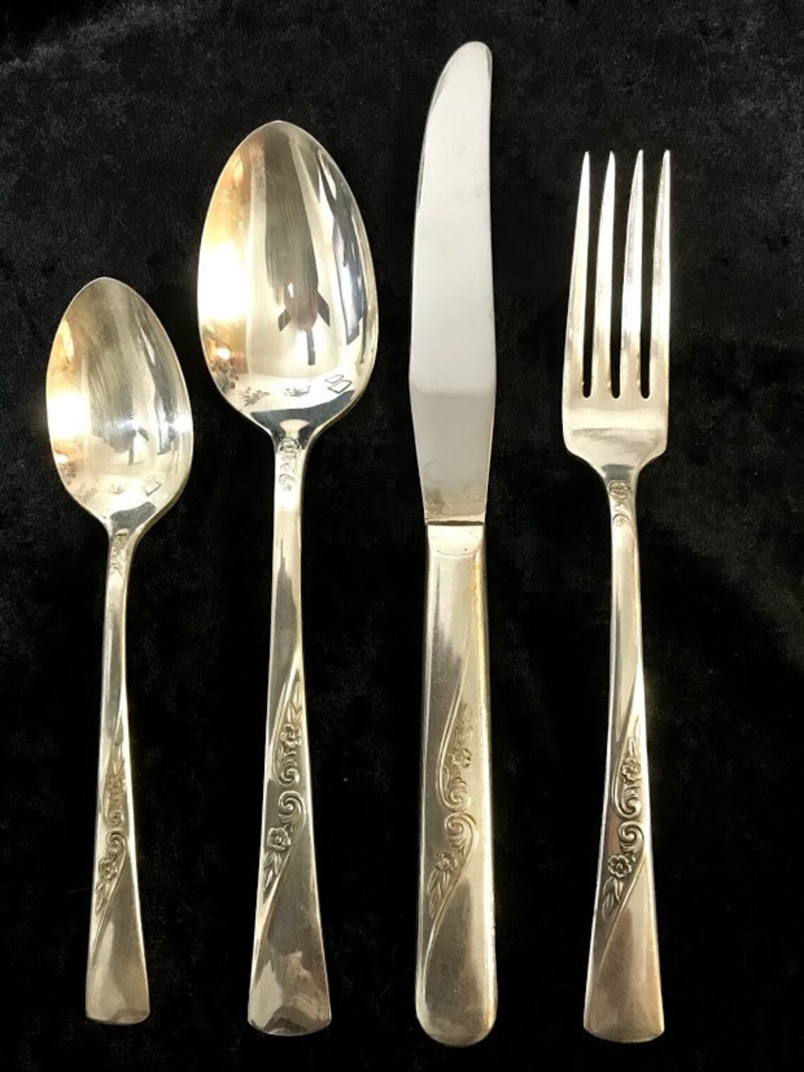 Vintage 'precious Flower' Silver Plate Flatware Set by - Etsy
