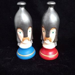 Vintage Rare Jumbo Medieval Duncan Red & Blue Hand Painted Chess Set, 8 ...