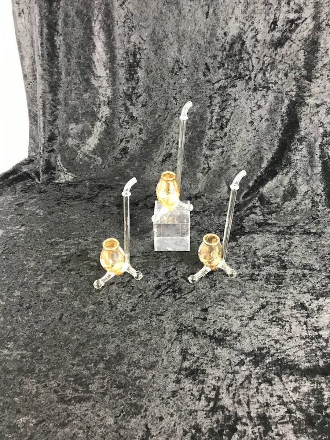 Vintage Amber Port Wine / Brandy / Whiskey Sippers With White Etched ...