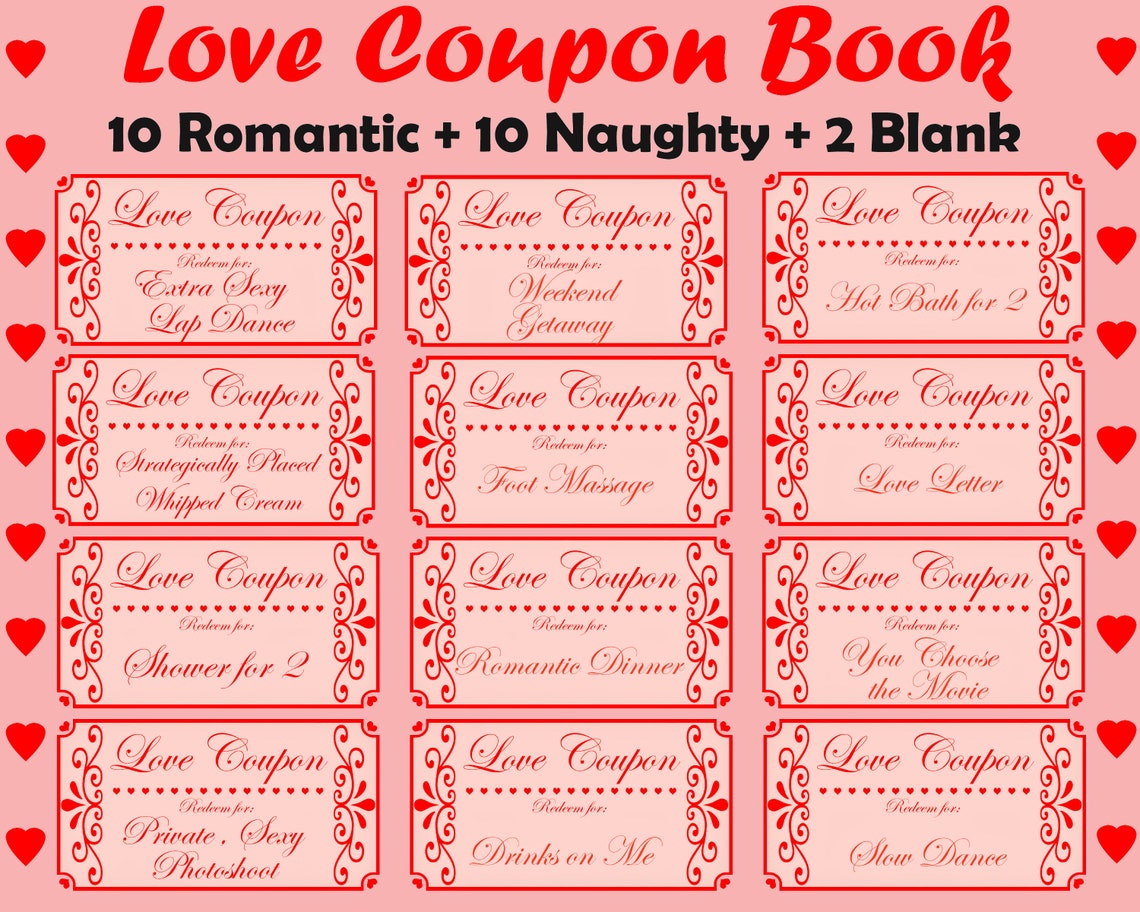 Love Coupon Book, Printable Love Coupons, Romantic Coupon Book, Naughty ...