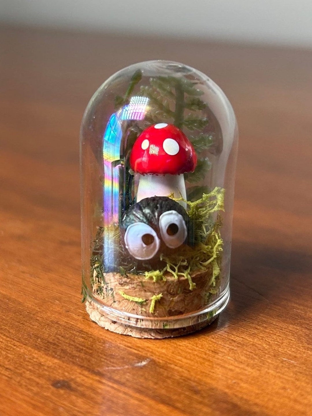Miniature Cloche With Mushroom and Soot Sprite - Etsy