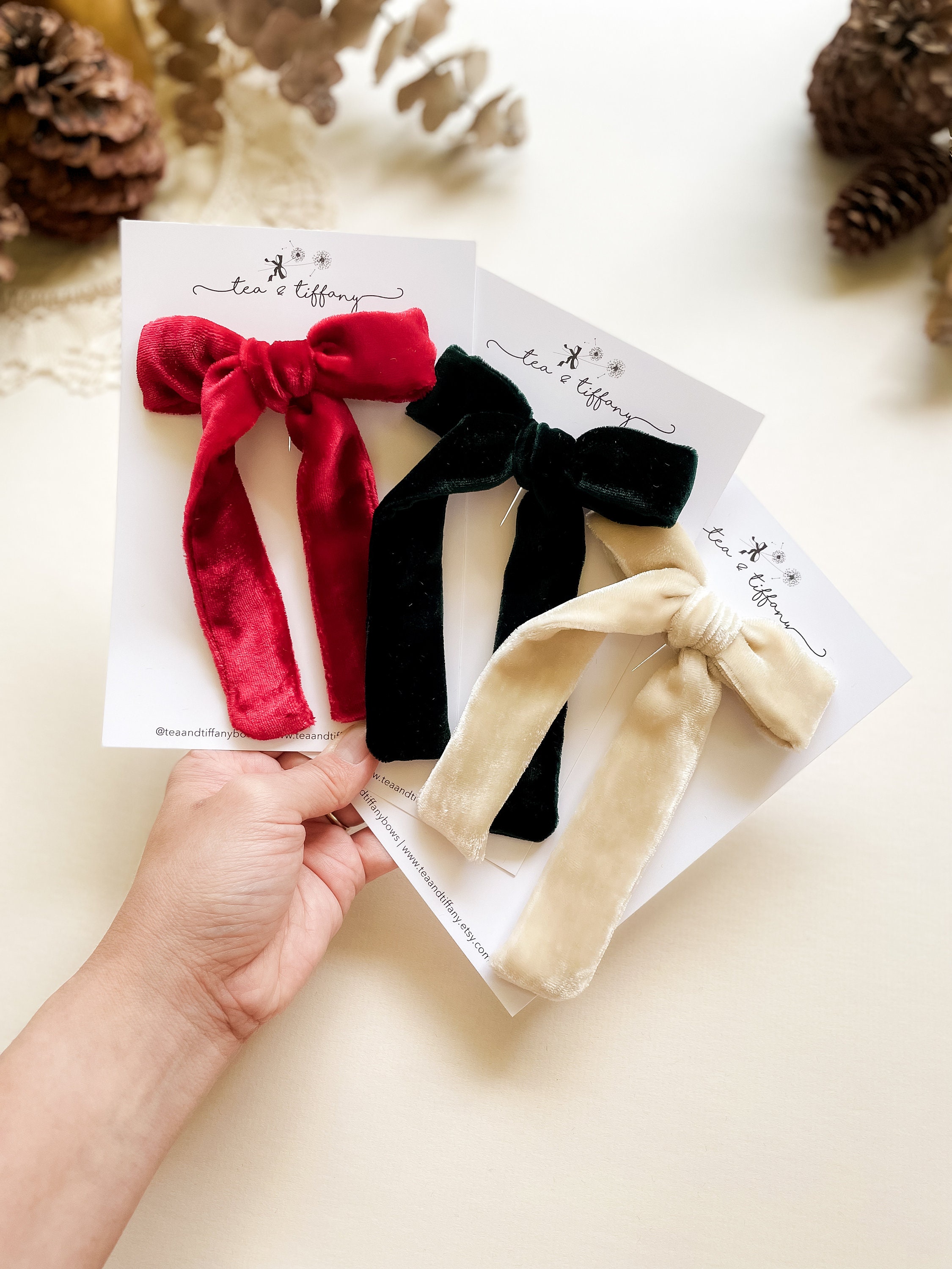 Velvet Lady Bows // Christmas Velvet Bows, Fabric Bows, Newborn Baby ...