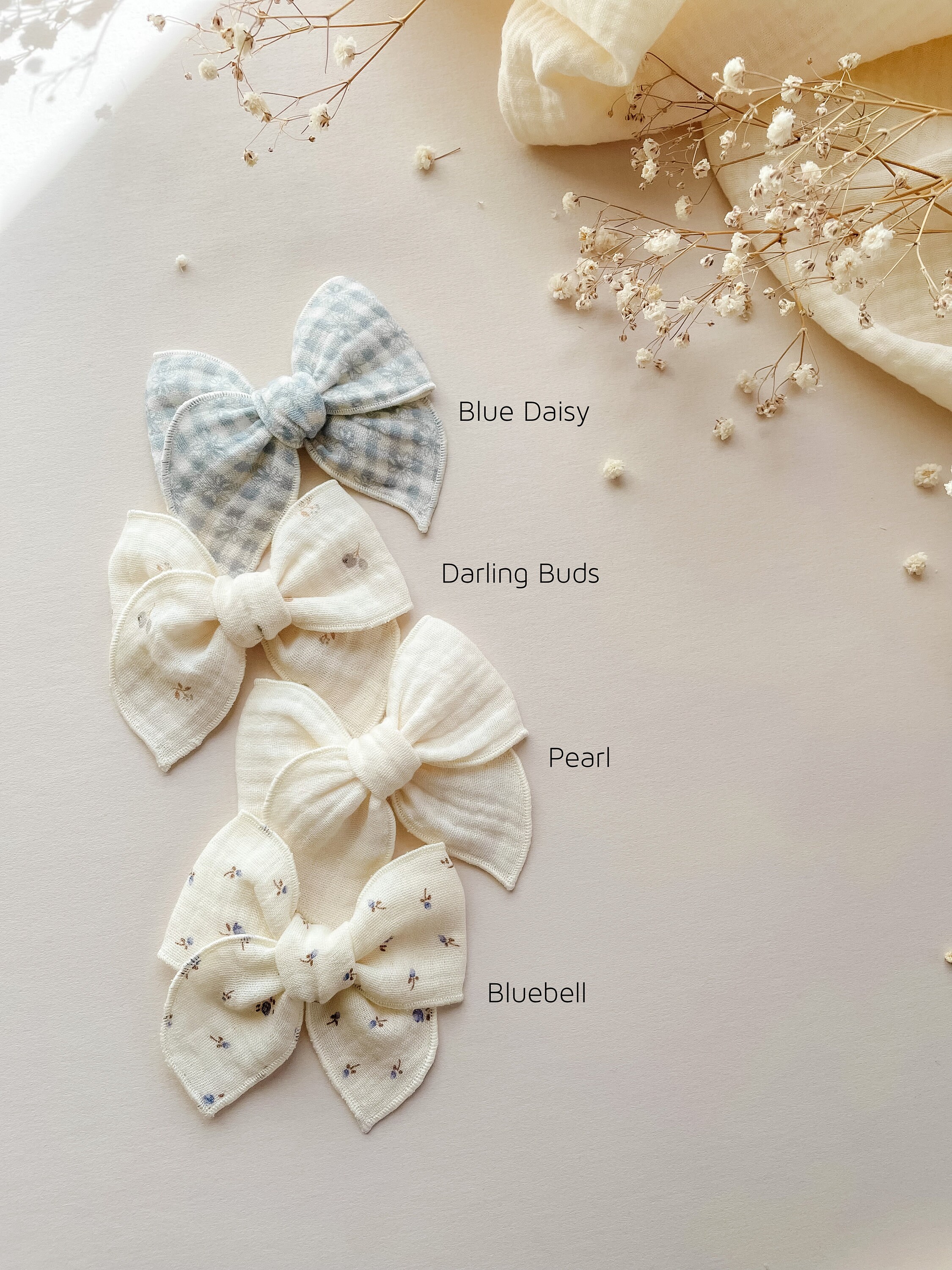 Mini Grace Bows // Newborn Baby Bows, Blue Bow, White Bow, Hand Tied ...