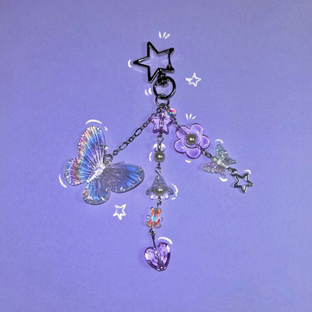 Purple Butterfly Keychain, Y2K Aesthetic Charm Keychain, Guts Keychain ...