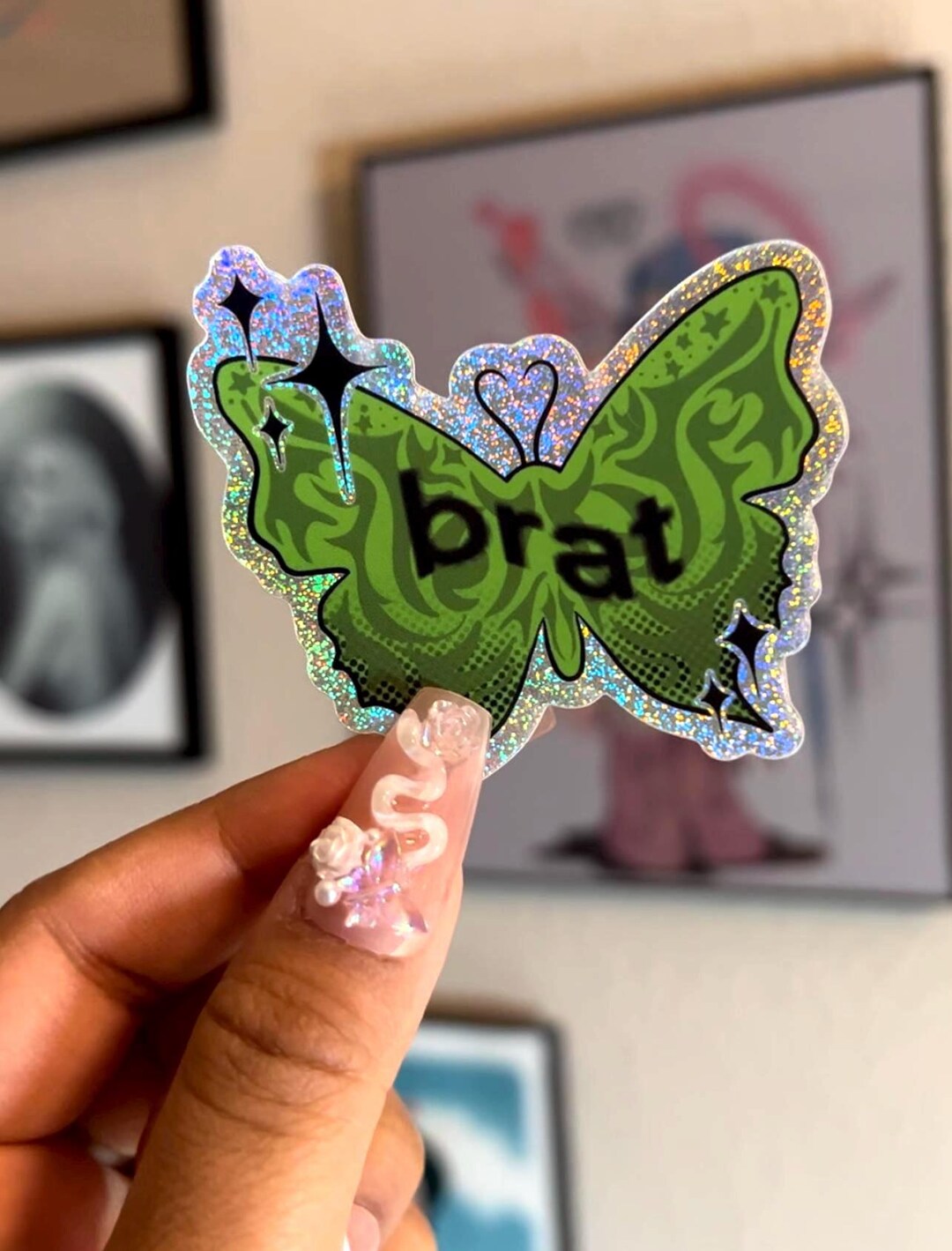 Brat Sticker Glitter Vinyl Sticker Y2K Brat Summer Cute Stickers Brat ...