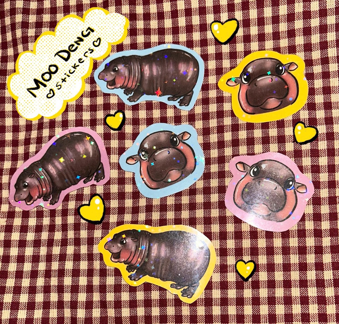 Moo Deng Sticker Glitter Sticker Pigmy Cute Stickers Hippo Phone ...