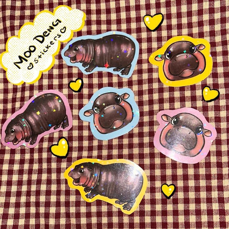 Moo Deng Stickers - Etsy