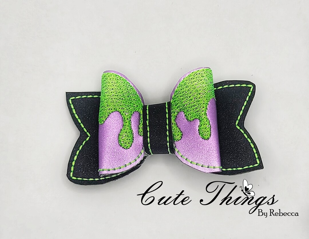 Slime Bow 2 Sizes DIGITAL Embroidery File, in the Hoop, Snap Tab, Bow ...