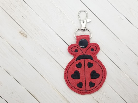 Ladybug Hearts Love DIGITAL in the Hoop Key Fob Snap Tab - Etsy
