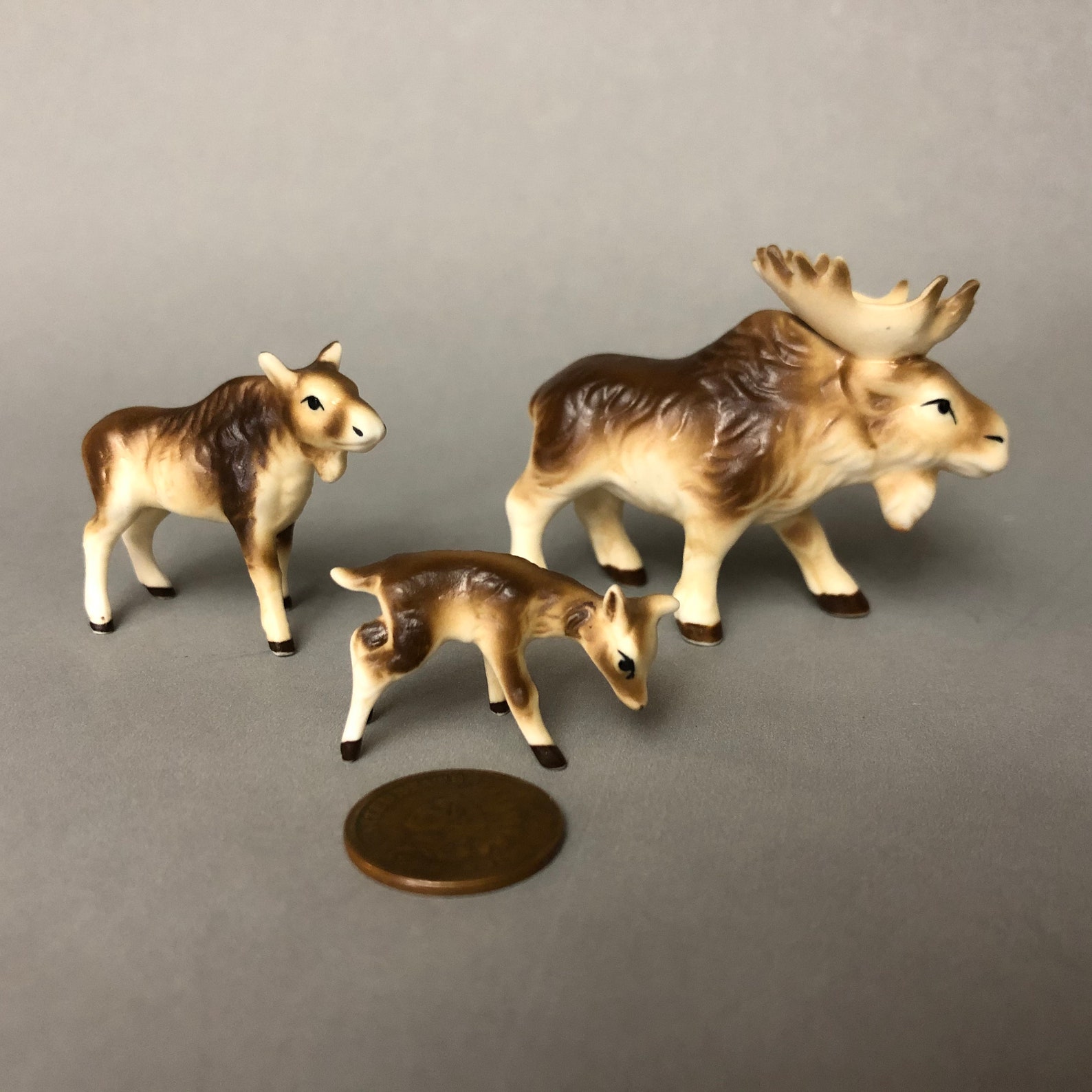 Miniature Bone China Moose /Elk Figurines Vintage from the | Etsy
