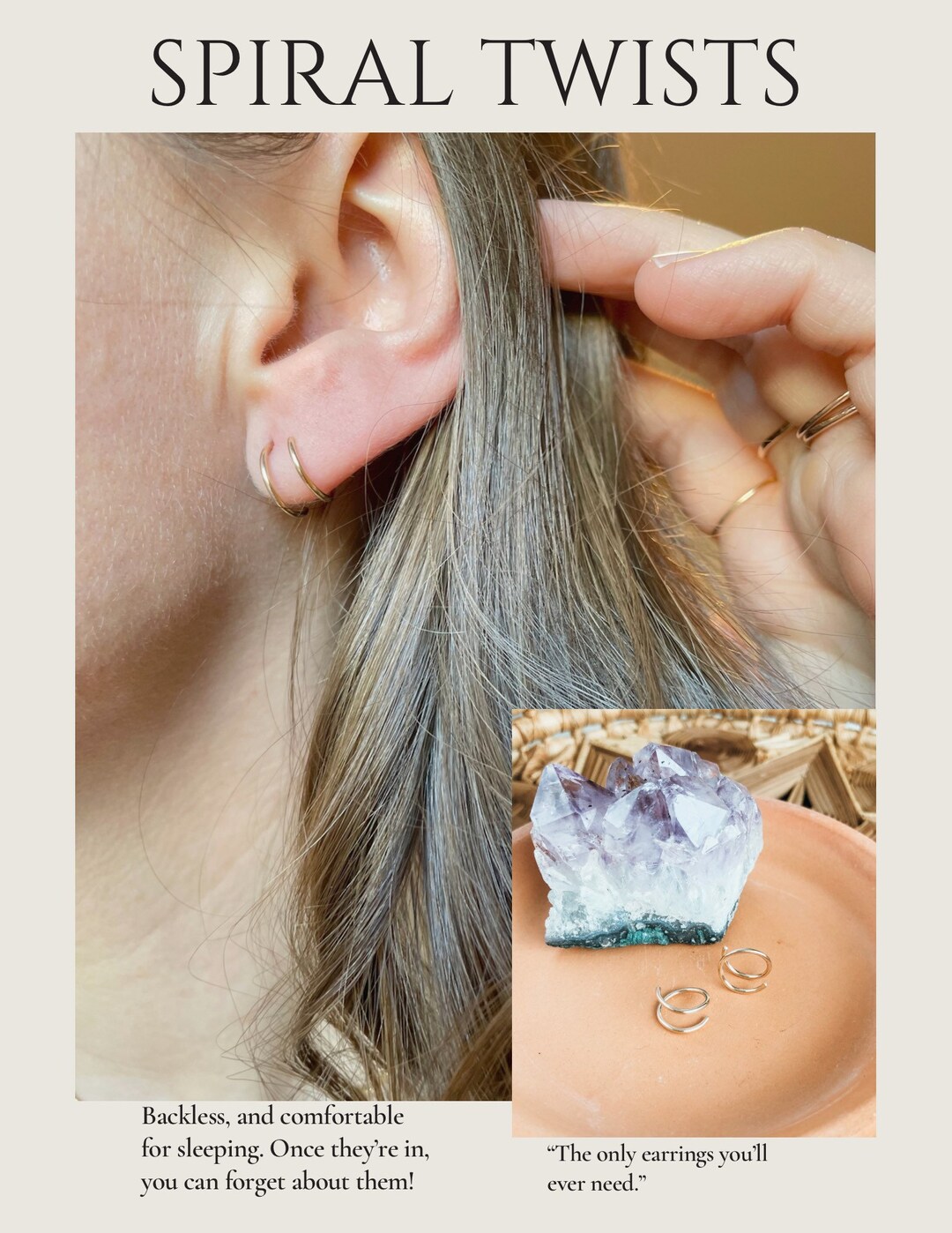 Spiral Earrings Twist Earrings Backless Earrings Minimalist - Etsy