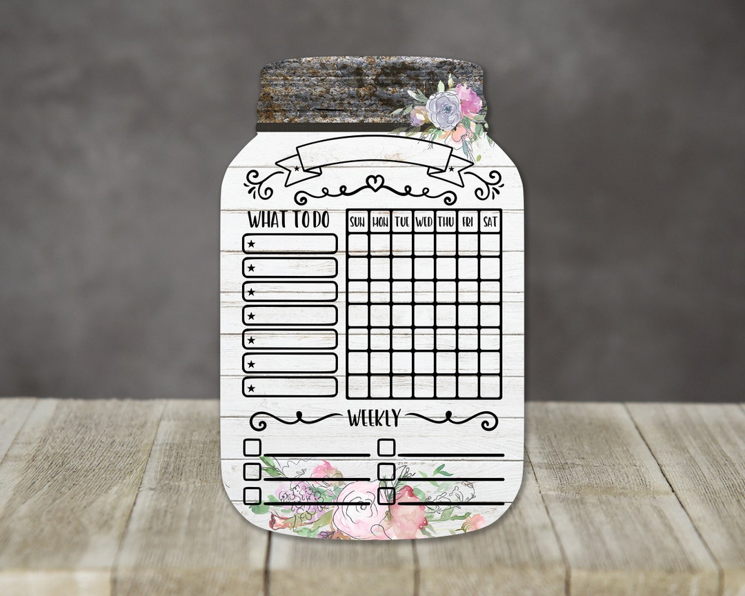 Mason Jar Chore Chart Sublimation Design for Mason Jar Sublimation ...