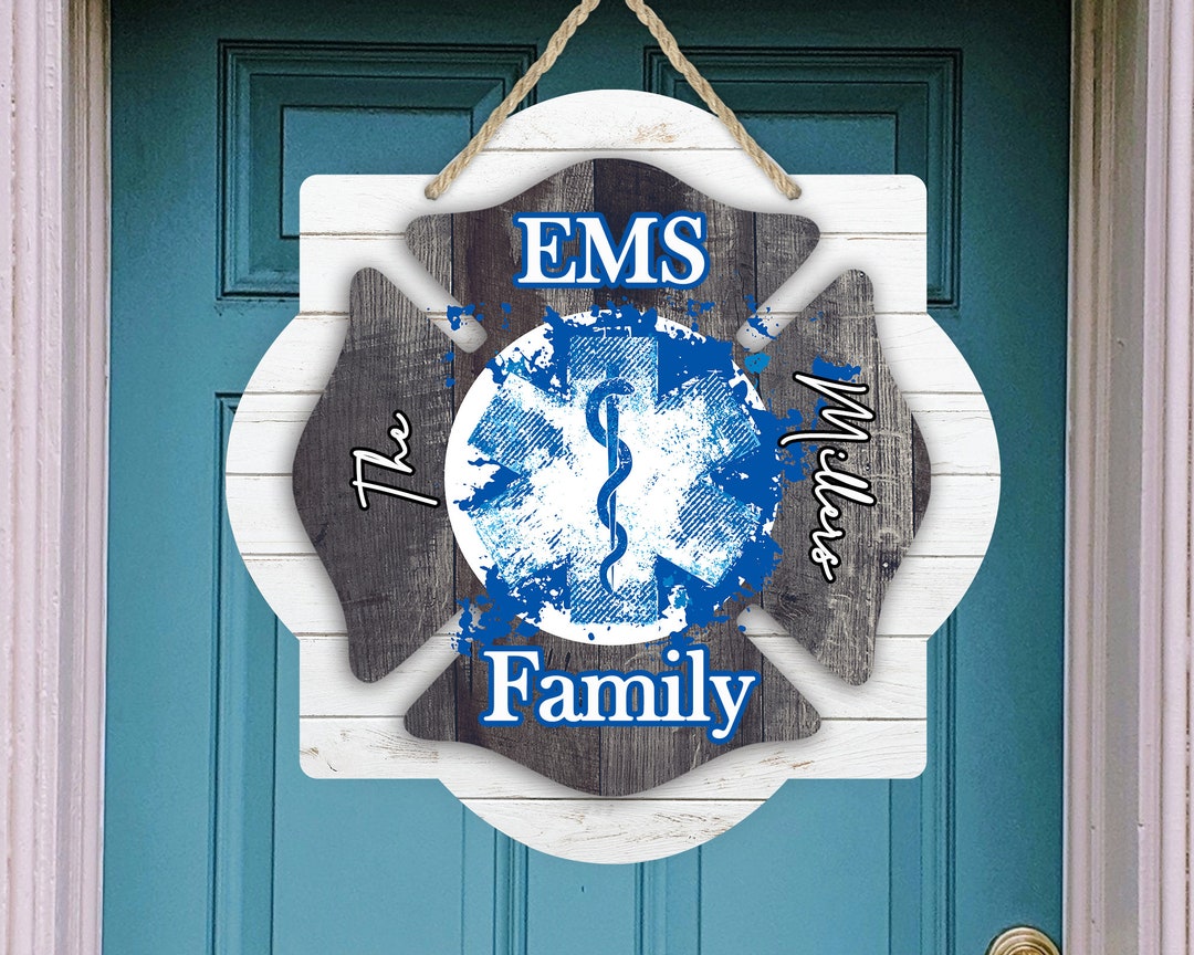 Quatrefoil Door Hanger Sublimation Design EMS Emergency Medical ...