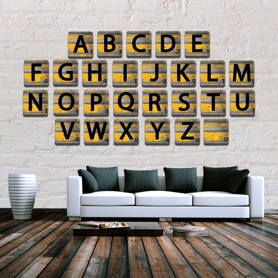 Rustic Yellow Faux Wood Scrabble Tiles Sized at 6 Can Be - Etsy