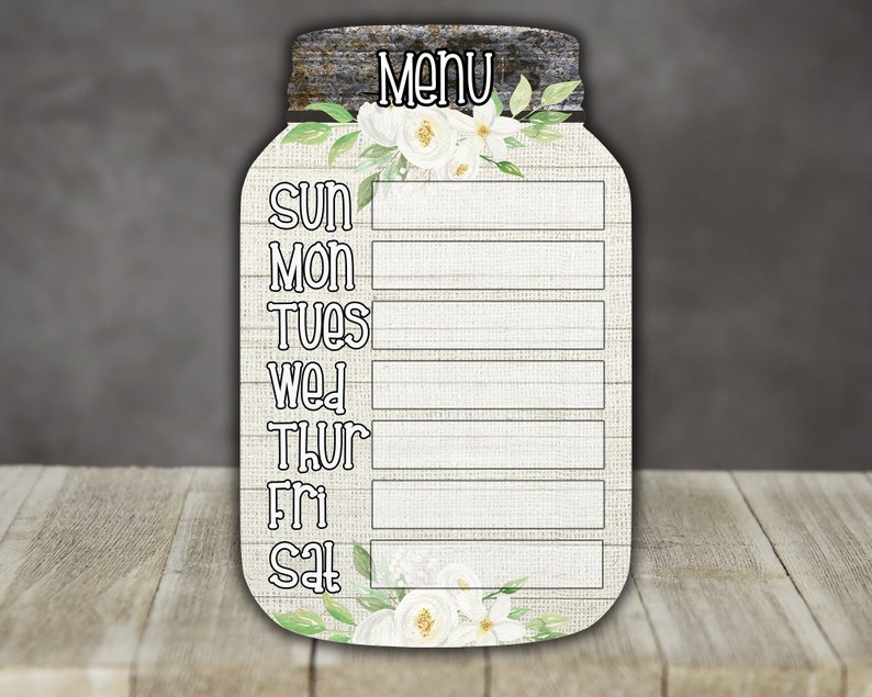Mason Jar Menu Weekly Sublimation Design for Mason Jar - Etsy