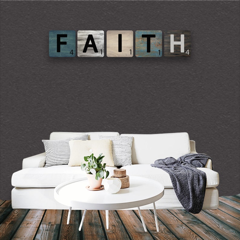 Faux Wood Faith Letters Scrabble Tiles Sized at 6 Can Be - Etsy