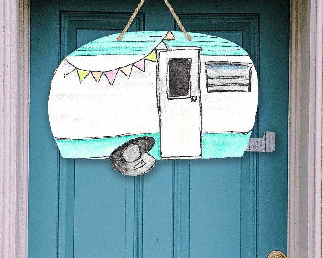 Camper Door Hanger Vintage Retro Style for Hardboard Sublimation Blank ...