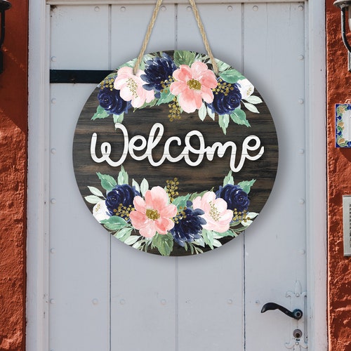 Sublimation Round Door Hanger Farmhouse Rustic Floral Faux - Etsy
