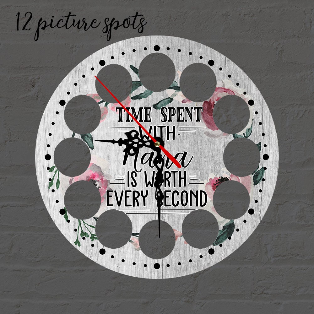 Round Clock Sublimation Design 12 Photo Picture Mothers Day | Etsy