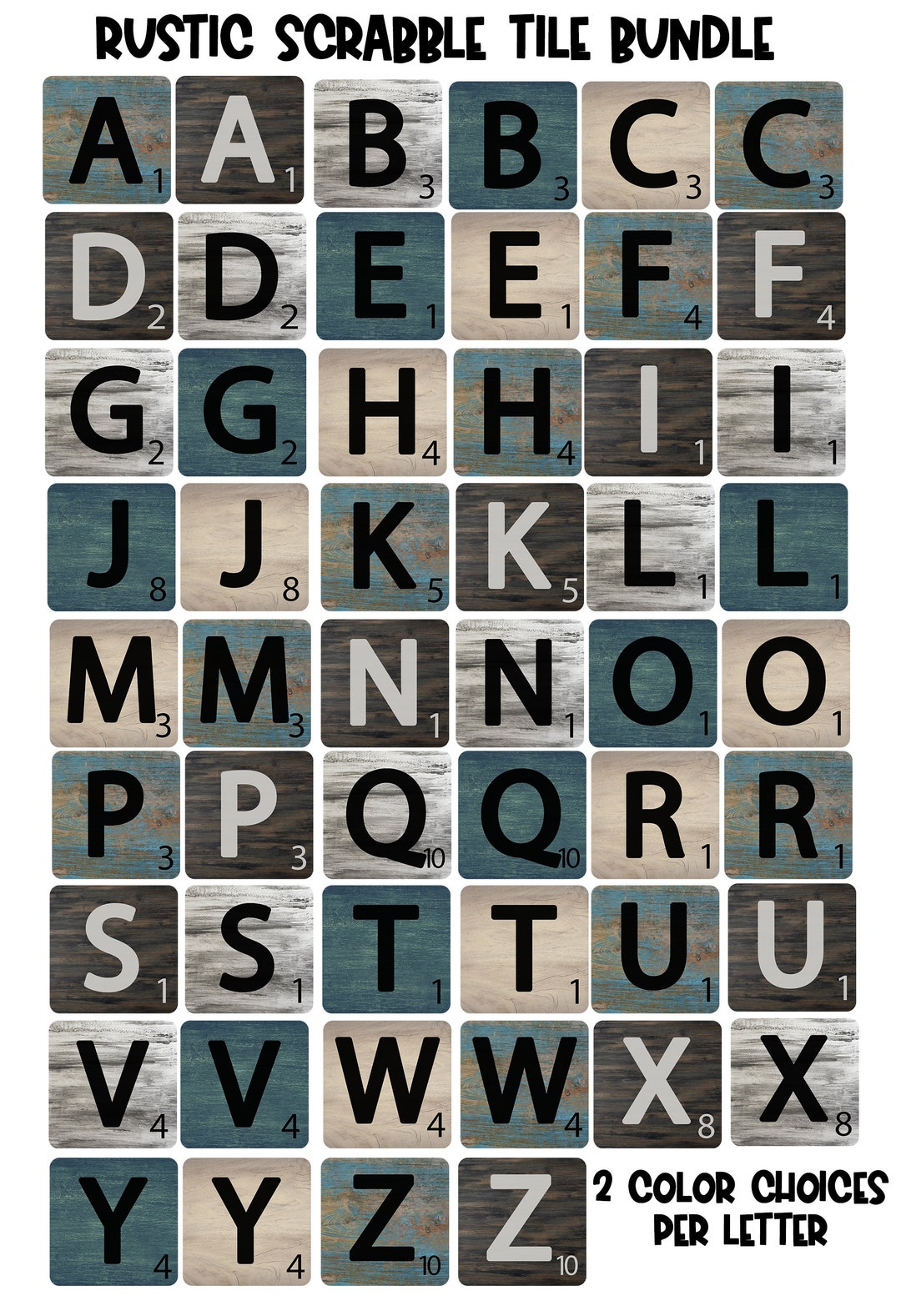 Mixed Rustic Farmhouse Bundle Alphabet Scrabble Tiles Sized at 6 Can Be ...
