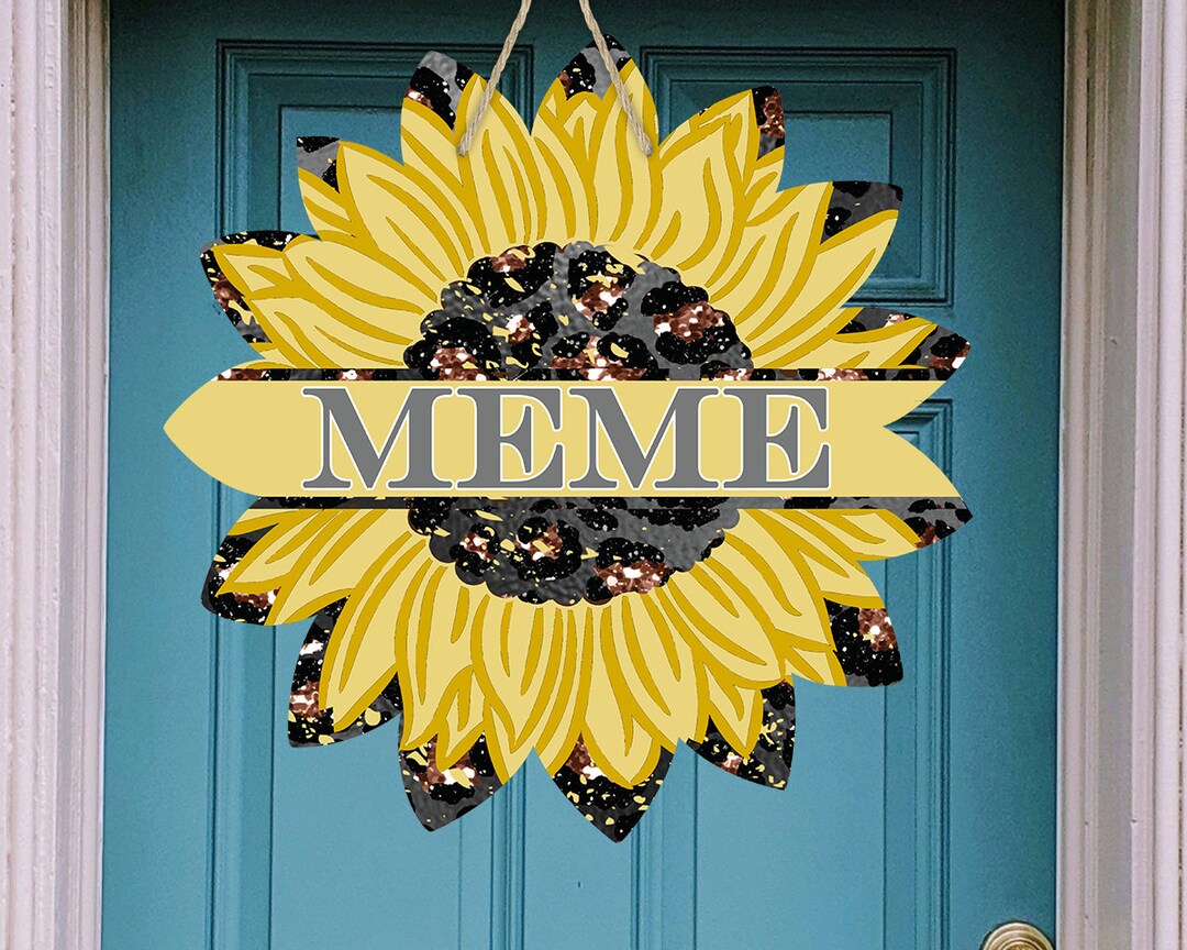 Sunflower Door Hanger Meme Split Leopard Sunflower Sublimation - Etsy