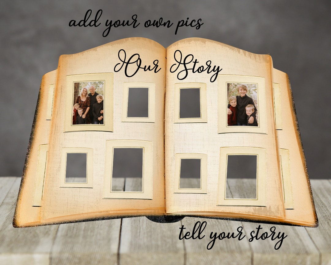 Sublimation Open Book Door Hanger Vintage Look Our Story Photo Frame ...