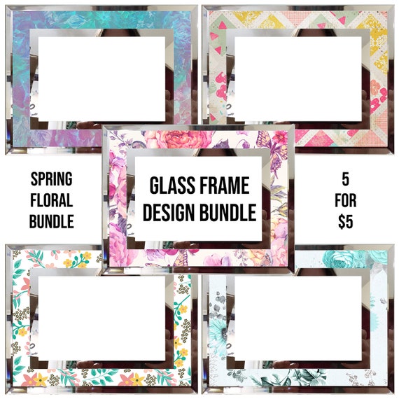 Glass Frame Bundle Sublimation Designs Spring Floral Design - Etsy