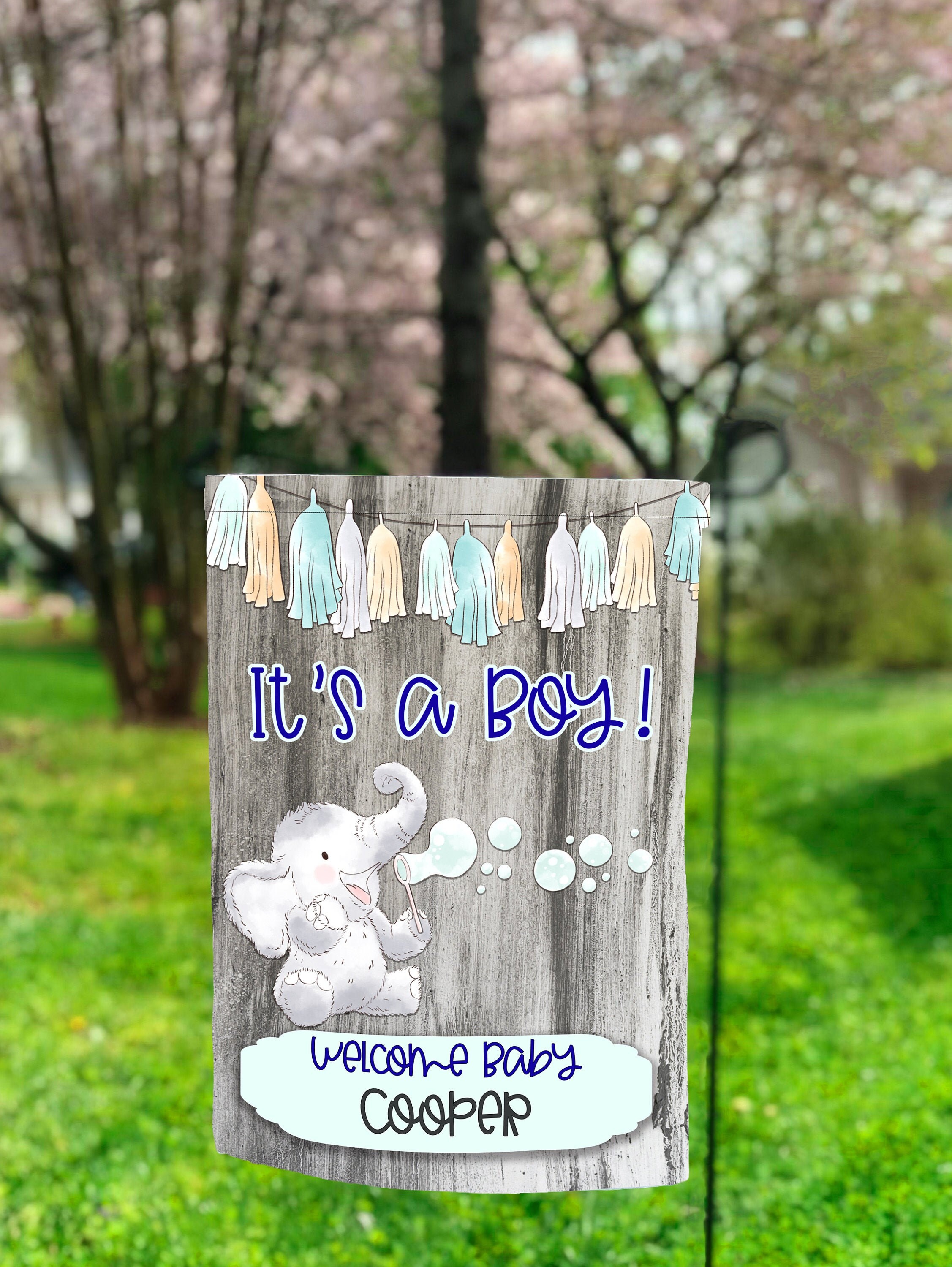 Sublimation Garden Flag Baby Its a Boy Elephant Digital Design | Etsy