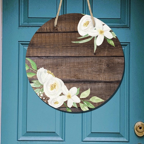 Sublimation Round Door Hanger Farmhouse Rustic Floral Faux - Etsy