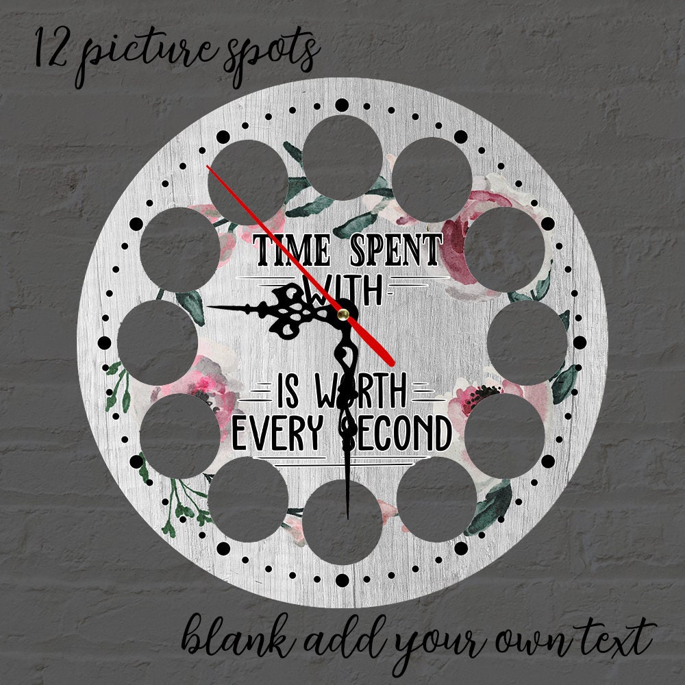 Round Clock Sublimation Design 12 Photo Picture Mothers Day | Etsy