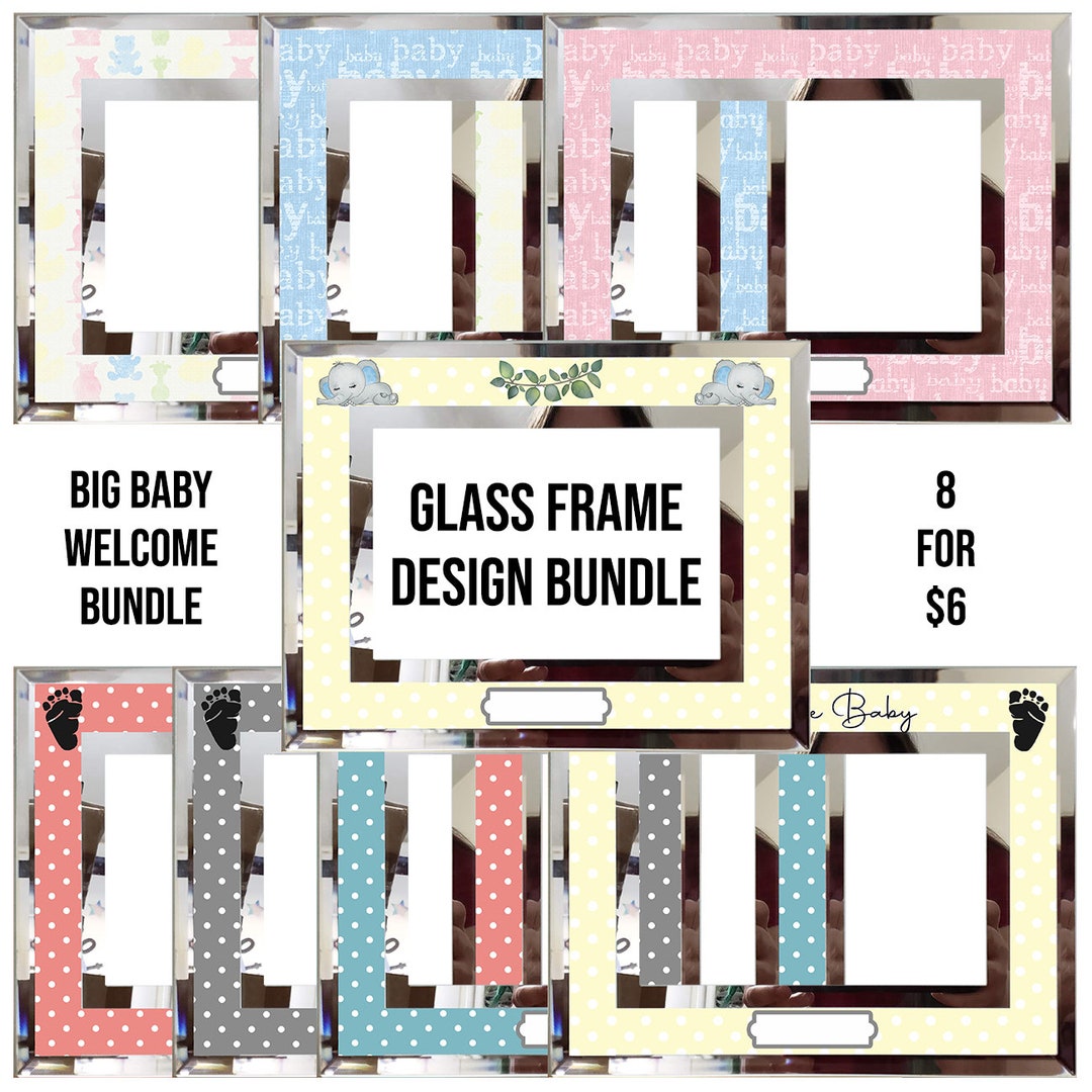 Glass Frame Bundle Sublimation Designs Welcome Baby Design Bundle for ...