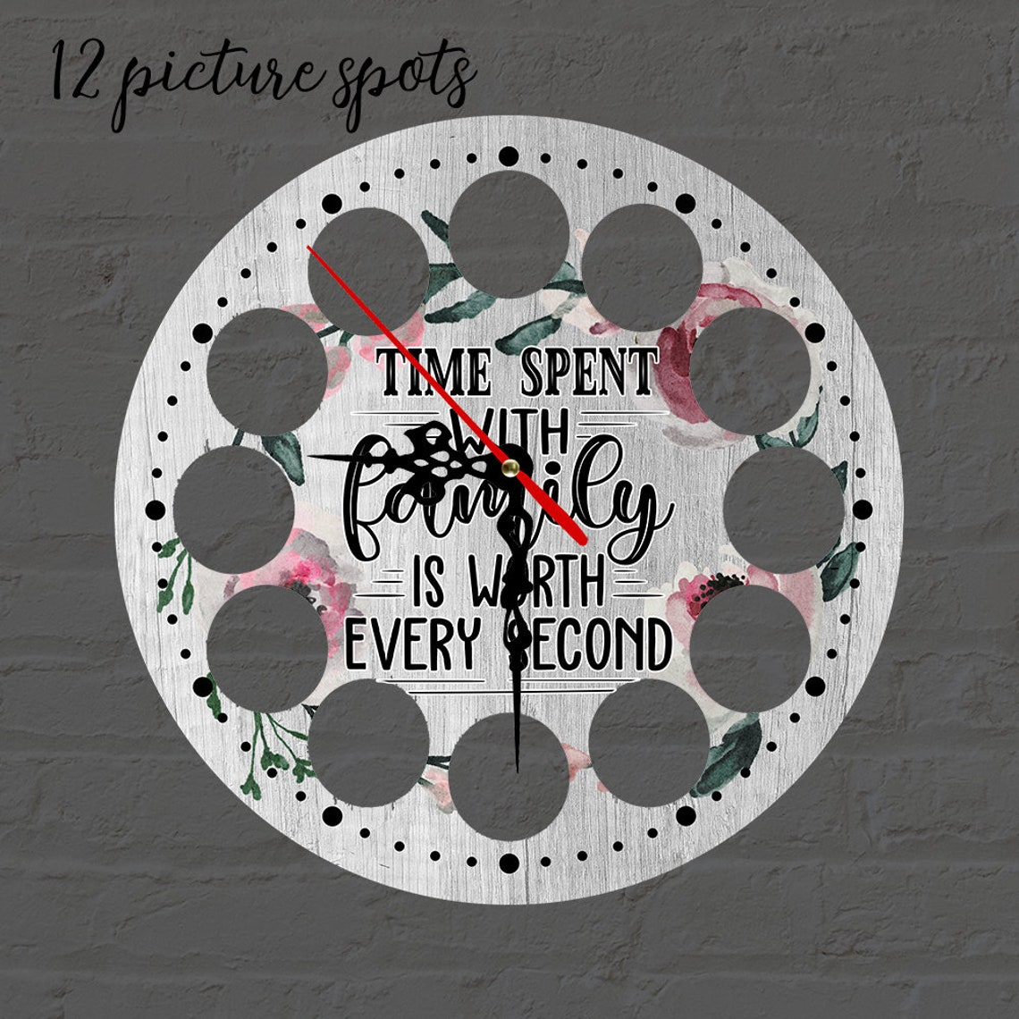 Round Clock Sublimation Design 12 Photo Picture Mothers Day | Etsy