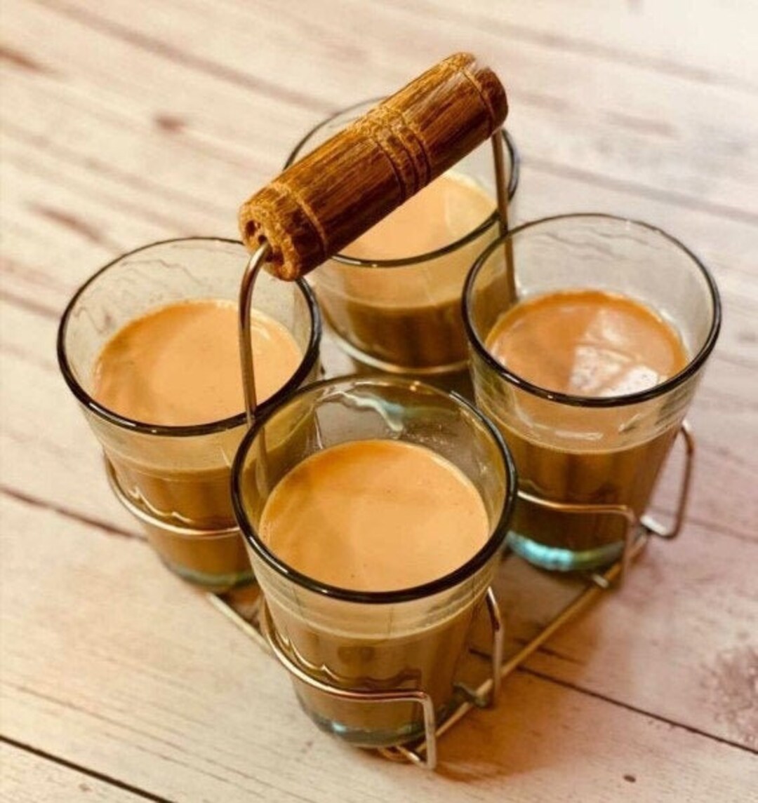 Indian Chai Glasses Set of 4 With Stand - Etsy Australia