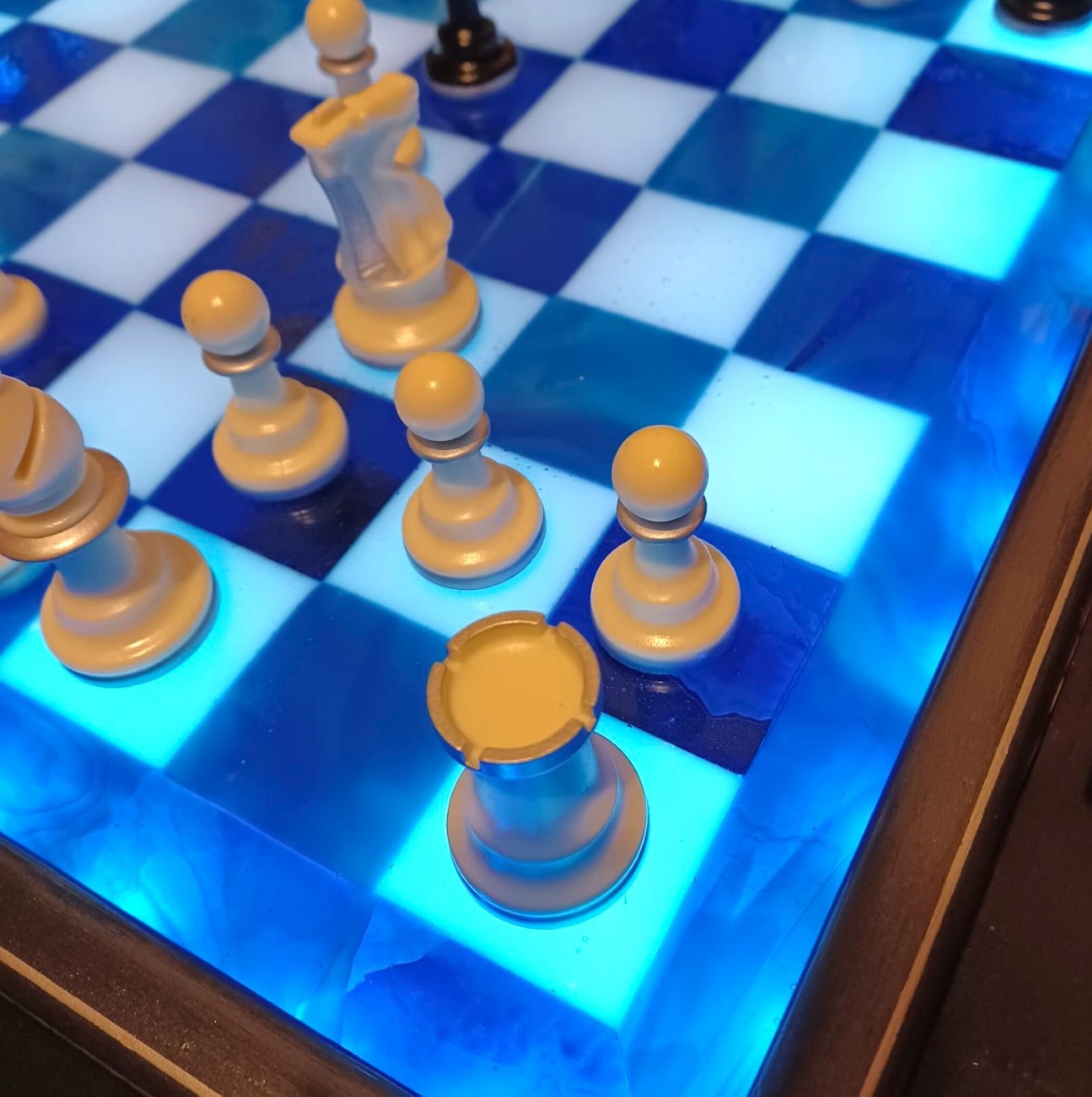 Chess Set, Fused Stained Glass, Framed on Lightbox With L.E.D Lights ...